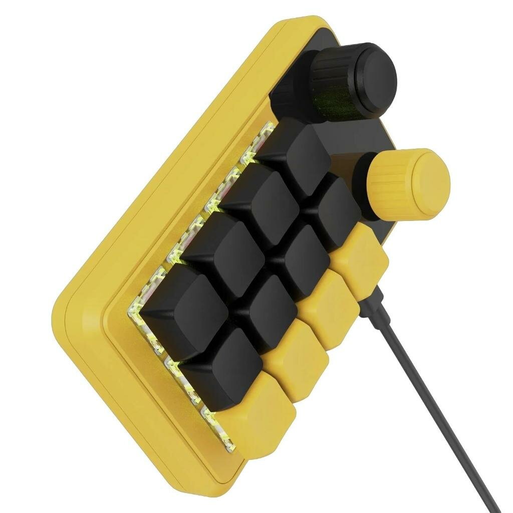 Беспроводная мини-клавиатура для игр с 12 клавишами и регулятором, Желтый