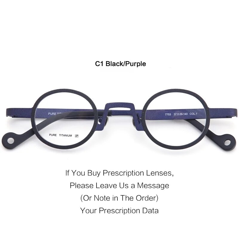 MUZZ Круглые оправы для очков из титана C1, Темно-синий, Single Glasses Frame