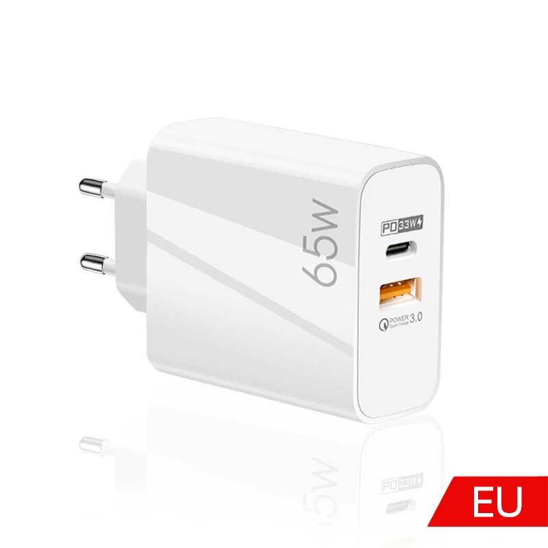 UYUXIO 2-в-1 USB C PD 65 Вт Gan Адаптер Быстрого Зарядного Устройства Для iPhone 16/15 Pro Max iPad MacBook Samsung — Мощное .