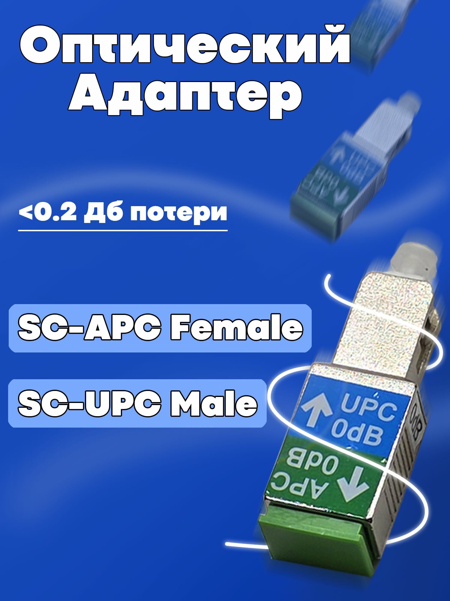 Оптический адаптер без потерь сигнала с SC-APC (Female) на SC-UPC (Male)