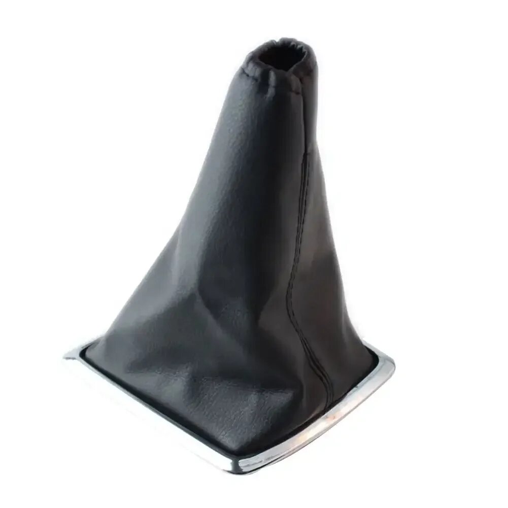 Black Car Gear Shift Knob Real Leather Gaiter and Chrome Base For Ford Focus 2 MK2 2005 2006 2007 2008 2009 2010 2011