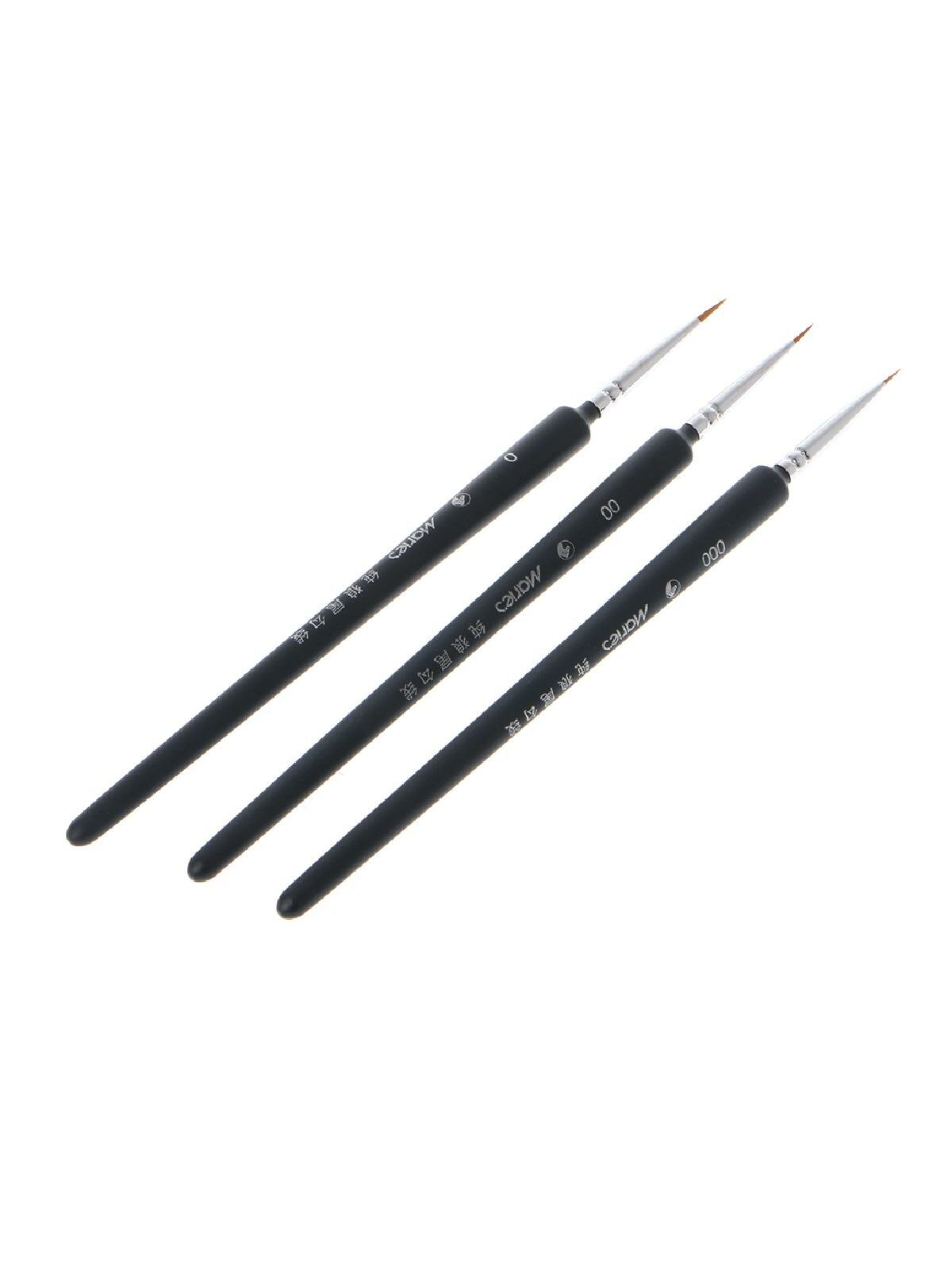 Набор кистей для рисования волчьей шерстью из 3-х с эргономичной ручкой Модельные аксессуары