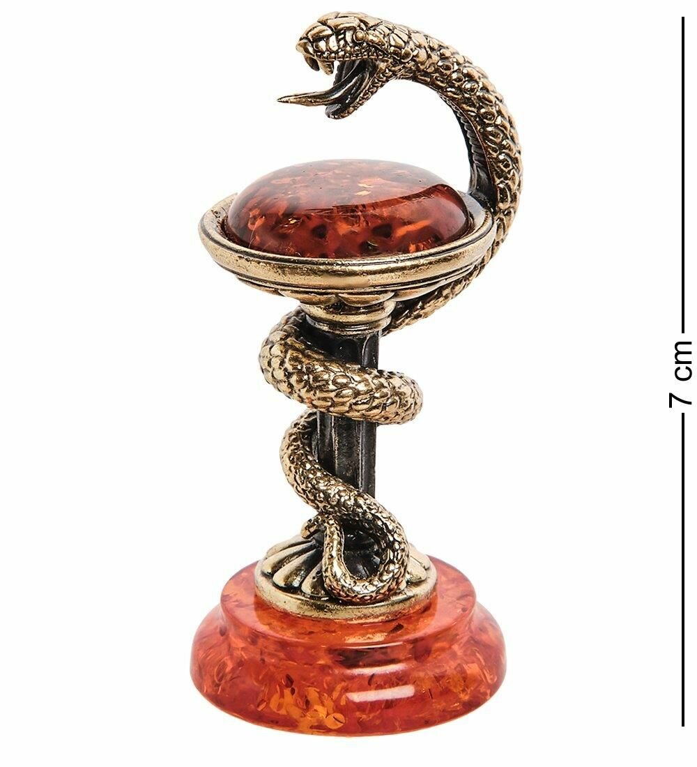 Фигурка Змея сосуд Гигеи (латунь, янтарь) A2163215 Народные промыслы бронзовый
