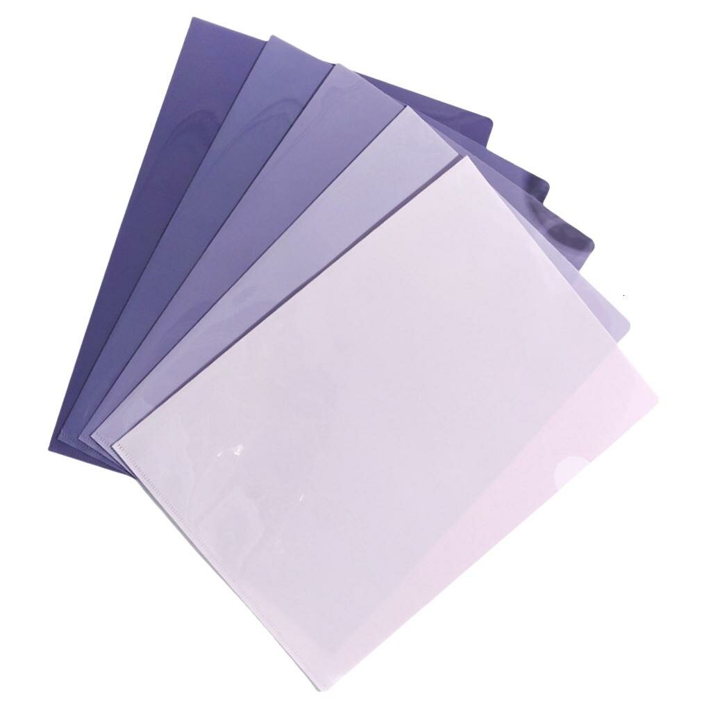 Прозрачные файлы с боковым зажимом, 5 шт, градиентный фиолетовый