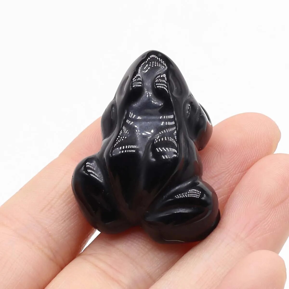 Лягушка из камня Черный, Black Agate