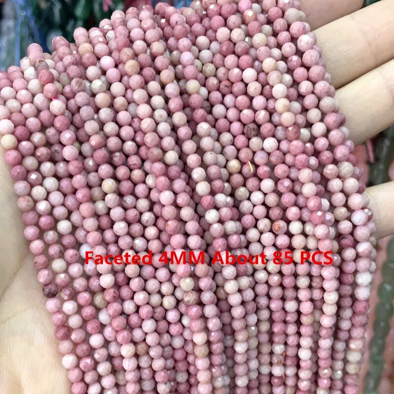 Бусины из родонита розовые 4 мм, 85 шт