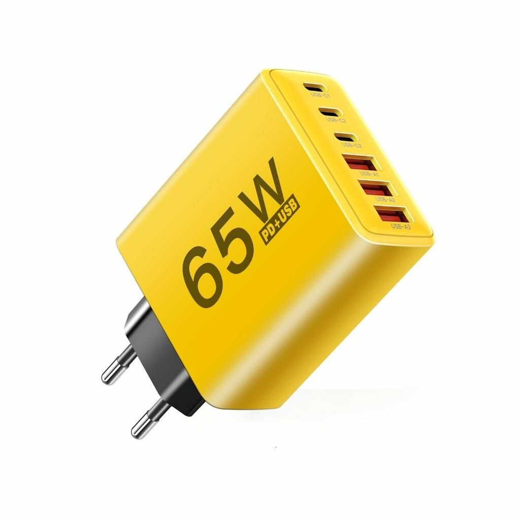 65W USB-устройство с несколькими портами, Желтый - EU