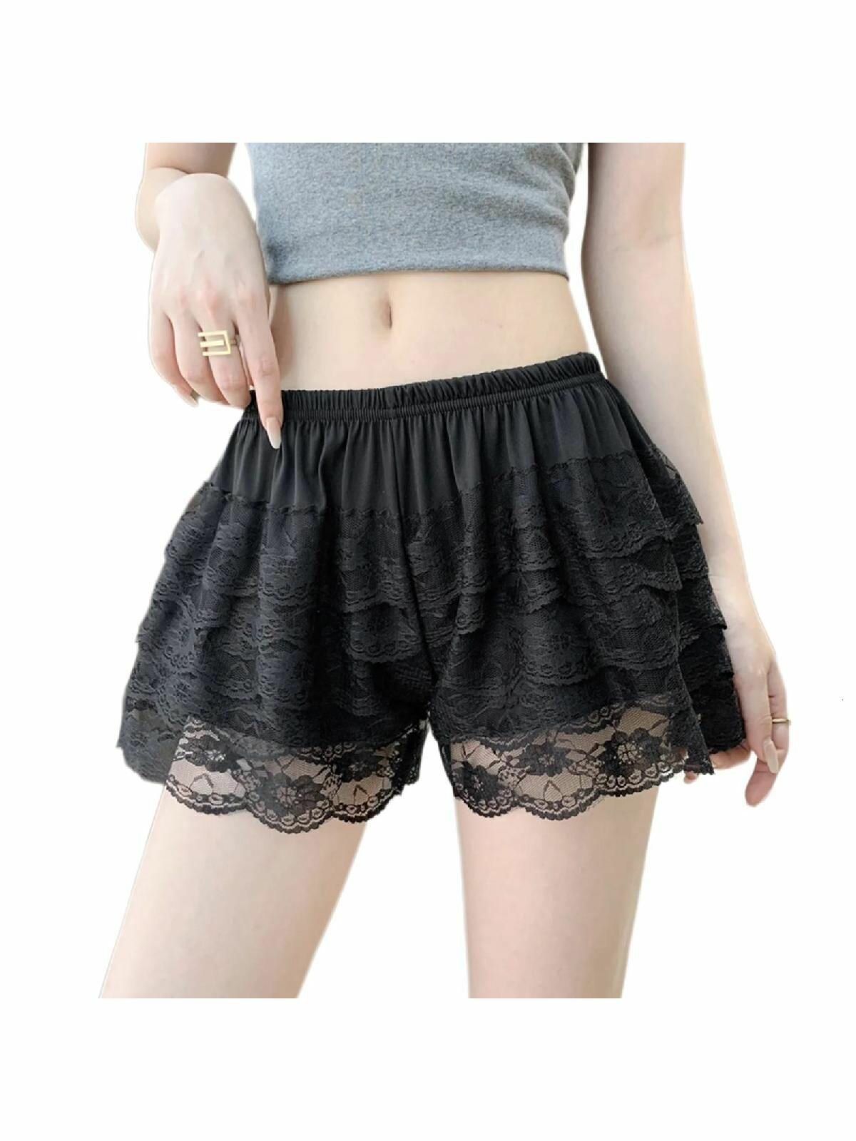 Женские кружевные нижние шортики, Черный - Один размер подходит всем