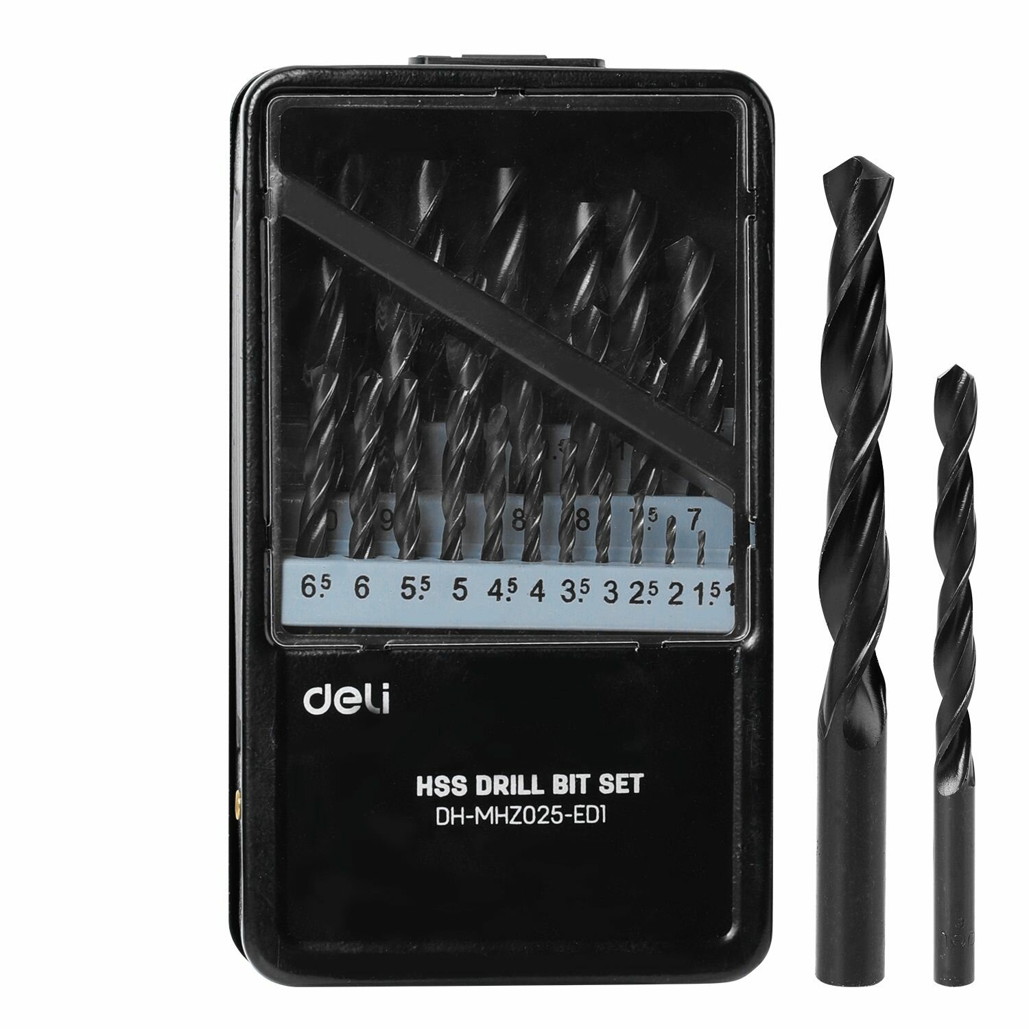 Набор сверл по металлу hss DH-MHZ025-ED1 1-13 мм, 25 шт, металлический кейс DELI 112193