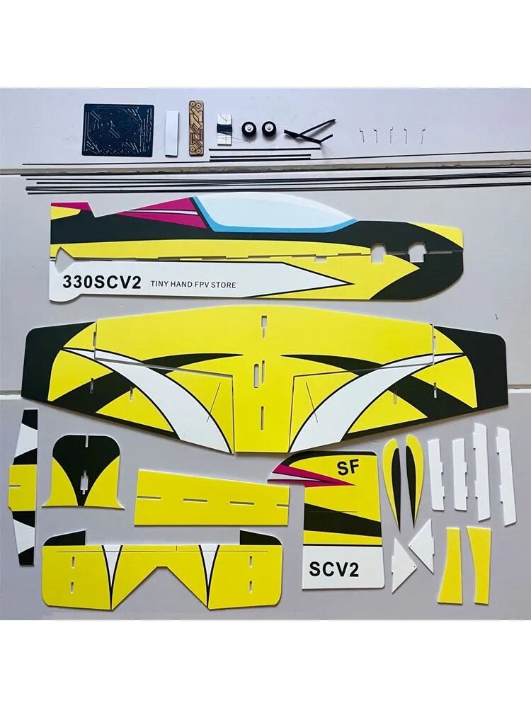 330SC V2 Электрический радиоуправляемый самолет, F3P Размах крыльев: 840 мм Indoor Flight 3D Dream Cascade Drop Stop Модель самолета 3 мм PP Plate EPP, желтый и синий, аксессуары, Denso