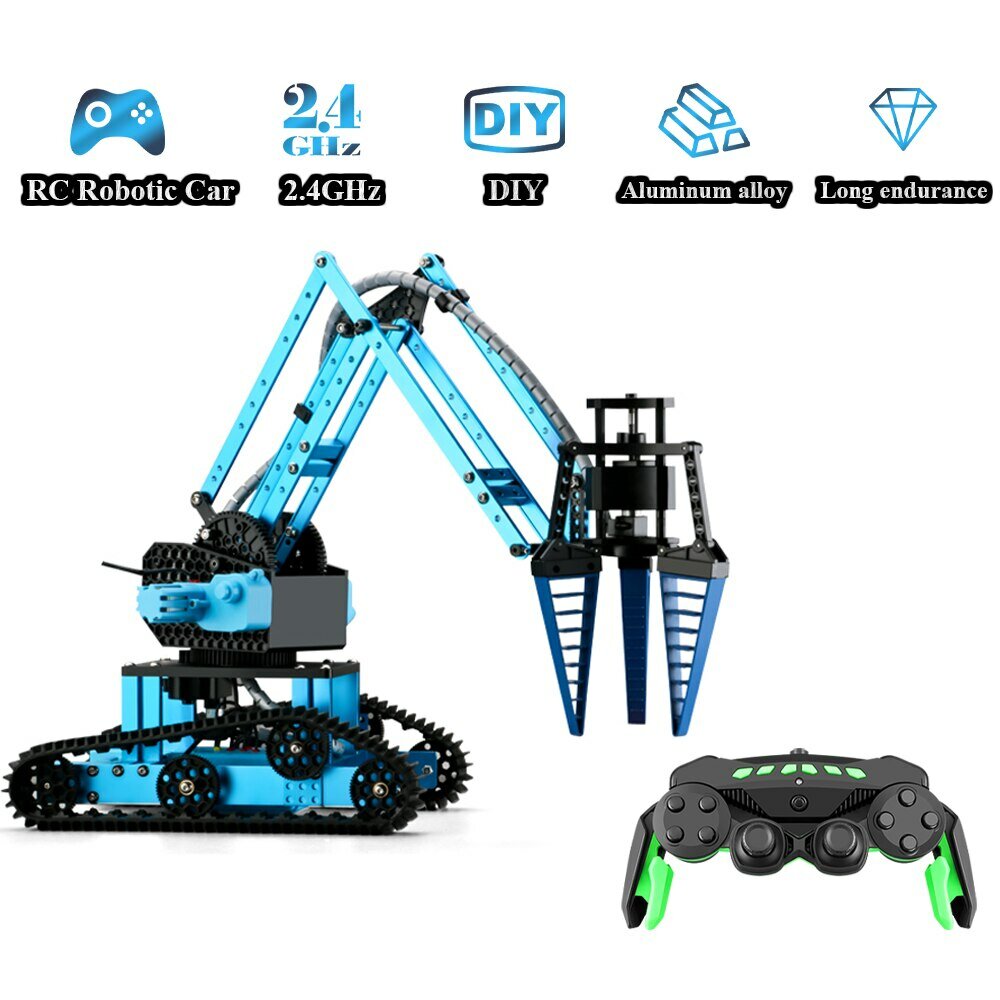 RC робот рука автомобиль алюминиевого сплава робот дистанционного управления 2.4Ghz колесо включено DIY строительные игрушки RC робот (синий)