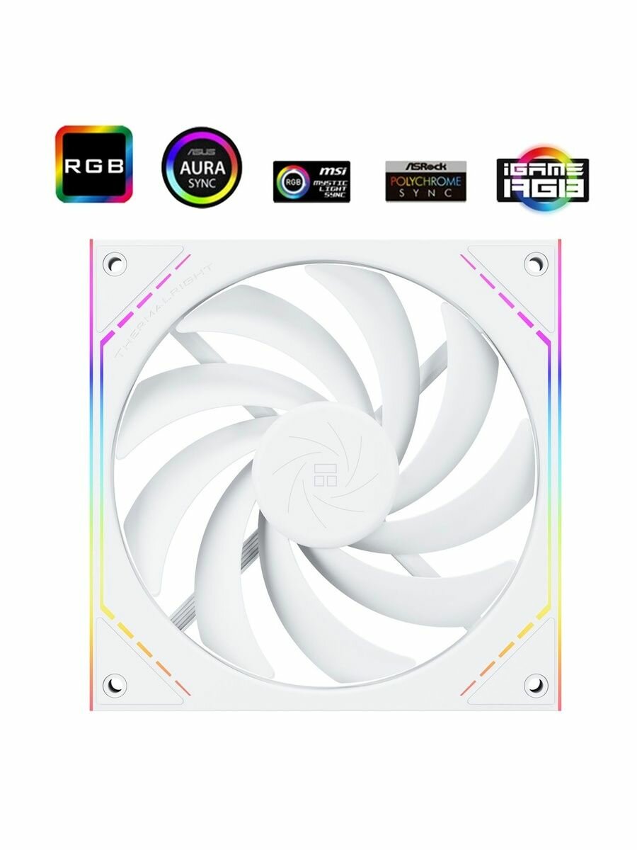 Вентилятор для корпуса компьютера Thermalright TL-M140W тихий 140мм белый с ARGB