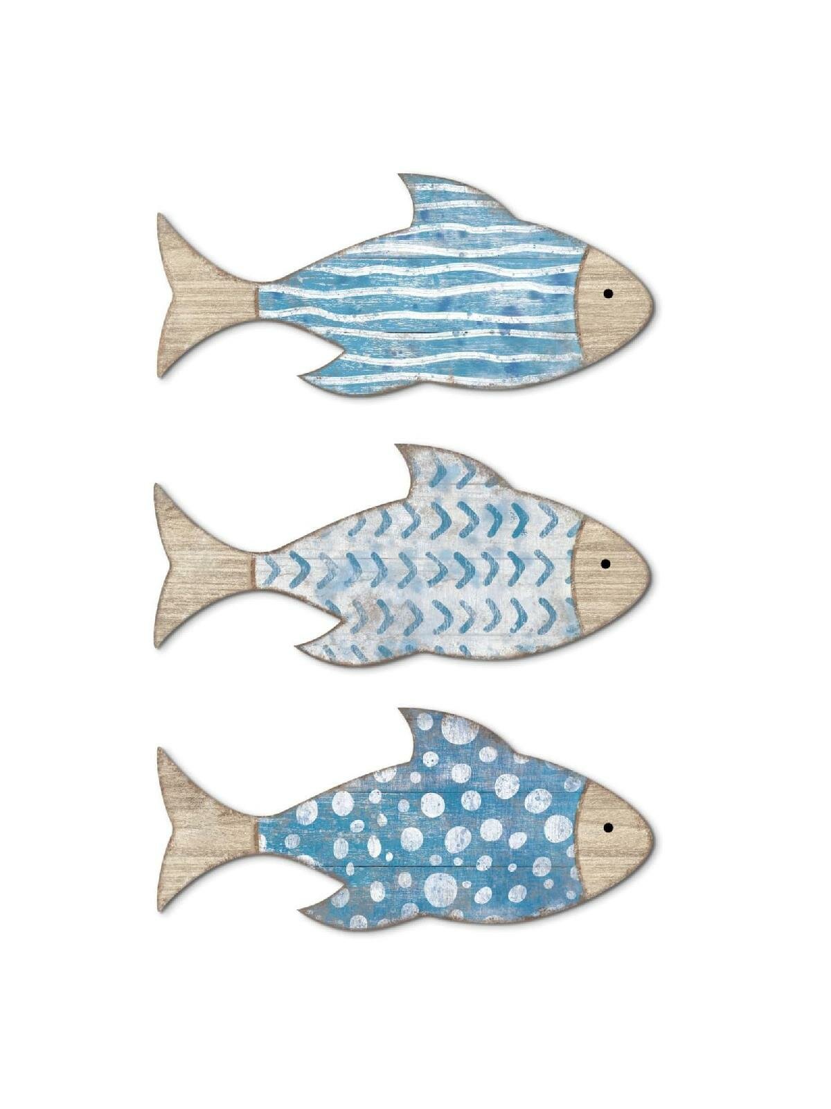 Фермерские дома, настенная деревянная фигурка рыбы, декоры для пляжного коттеджа, набор из 3