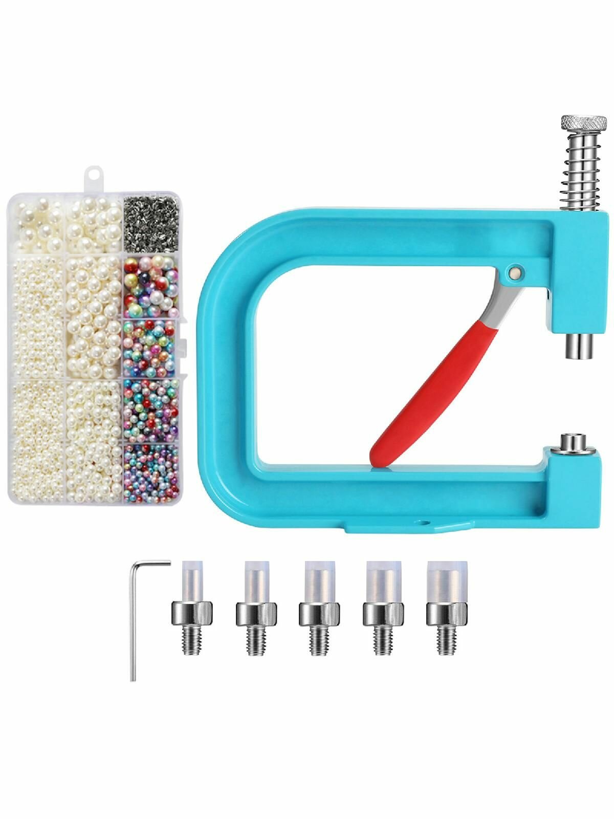 Портативная машина для установки жемчуга, машина для создания бисера, аксессуары для ручного бисероплетения для шляп, обуви, одежды, Синий