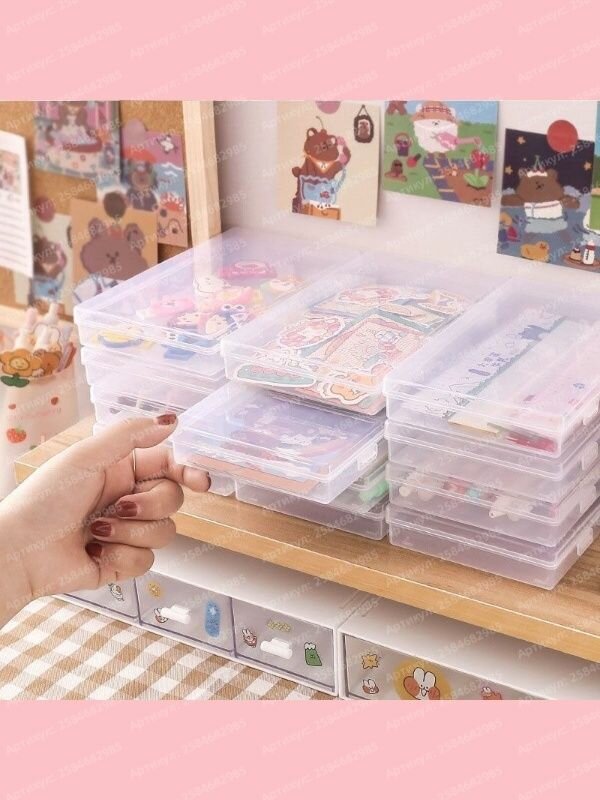 Прозрачный контейнер для хранения: Органайзер для стикеров и заметок с усиленными защелками