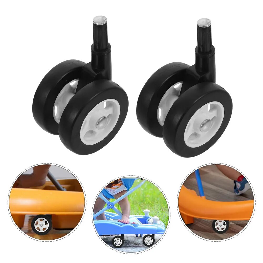 Набор из 4 черных колес для ремонта детской коляски и ходунков с тихим ходом