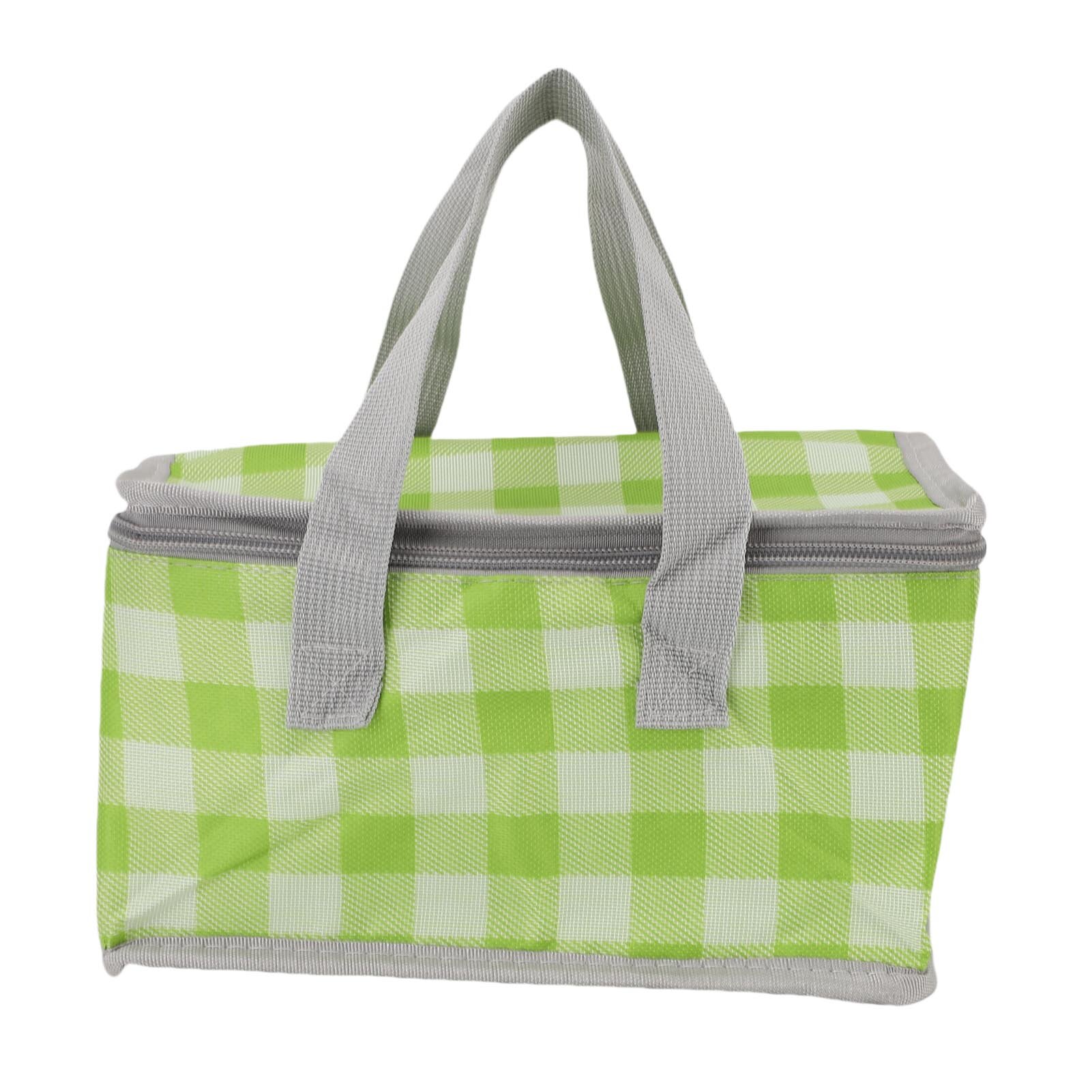 Термосумка для пикника, многоразовая, складная, для пляжа, в клетку, для продуктов, горячих и холодных блюд, напитков, покупок, кемпинга, отдыха на природе, зеленая и белая.