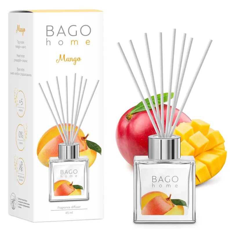 Ароматический диффузор "Манго" BAGO Home, интерьерный, 45мл, 1шт