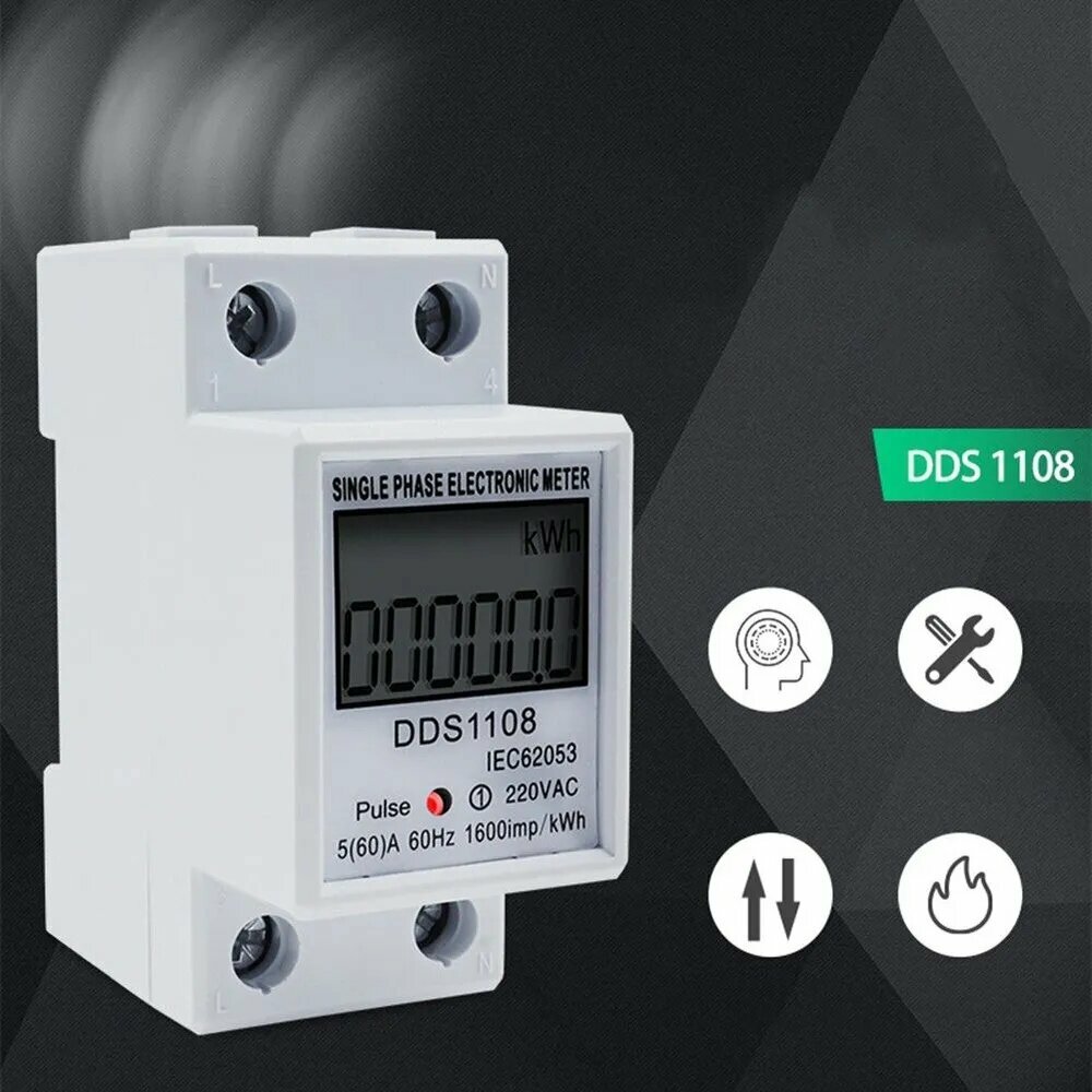 1шт 50A 60A DDS1108 ЖК-Цифровой Дисплей Однофазного Счетчика Энергии с подсветкой