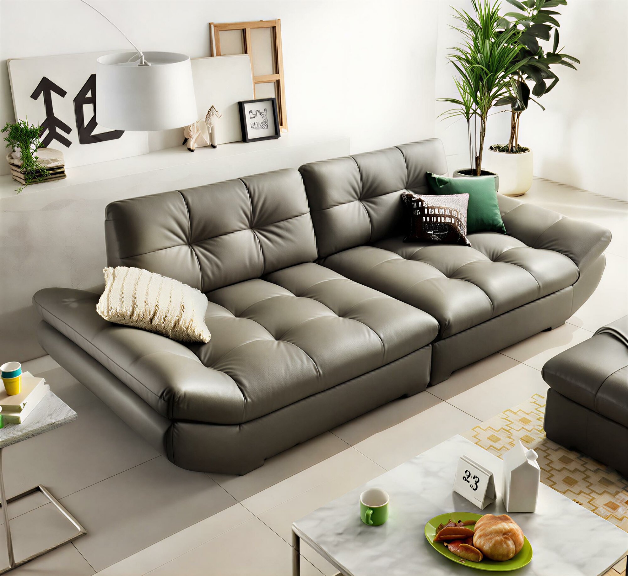 Диван POOH кожаный Manbas (Авиньон) skin Nevola Taupe, Натуральная кожа/экокожа