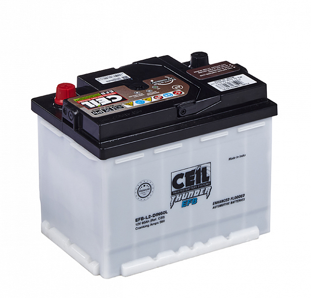 Аккумулятор автомобильный CEIL EFB 60Ah 560A (243x175x190) L2 ОП 242x175x190