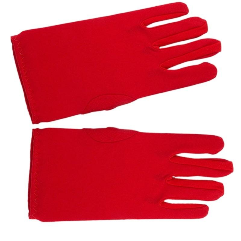 Короткие перчатки из молочного шелка-красный