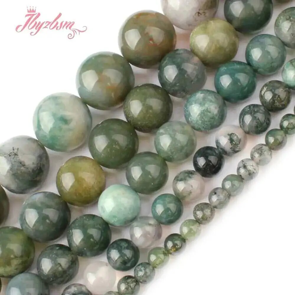 Круглые бусины из мохового агата jbyzbsm 6-12 мм 8mm approx 45pcs, Smooth Moss agate
