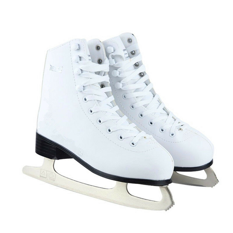 Белые коньки для фигурного катания, теплые коньки с меховой подкладкой из ПВХ, белые коньки для натурального льда, ледовые коньки.