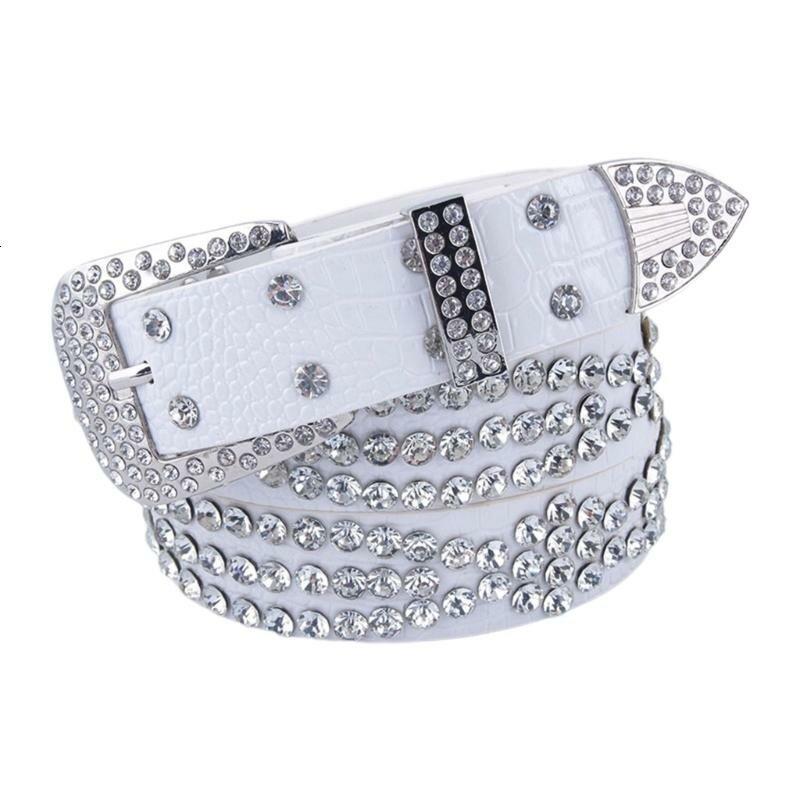 Пояса, Модный декоративный пояс со стразами-Белый
