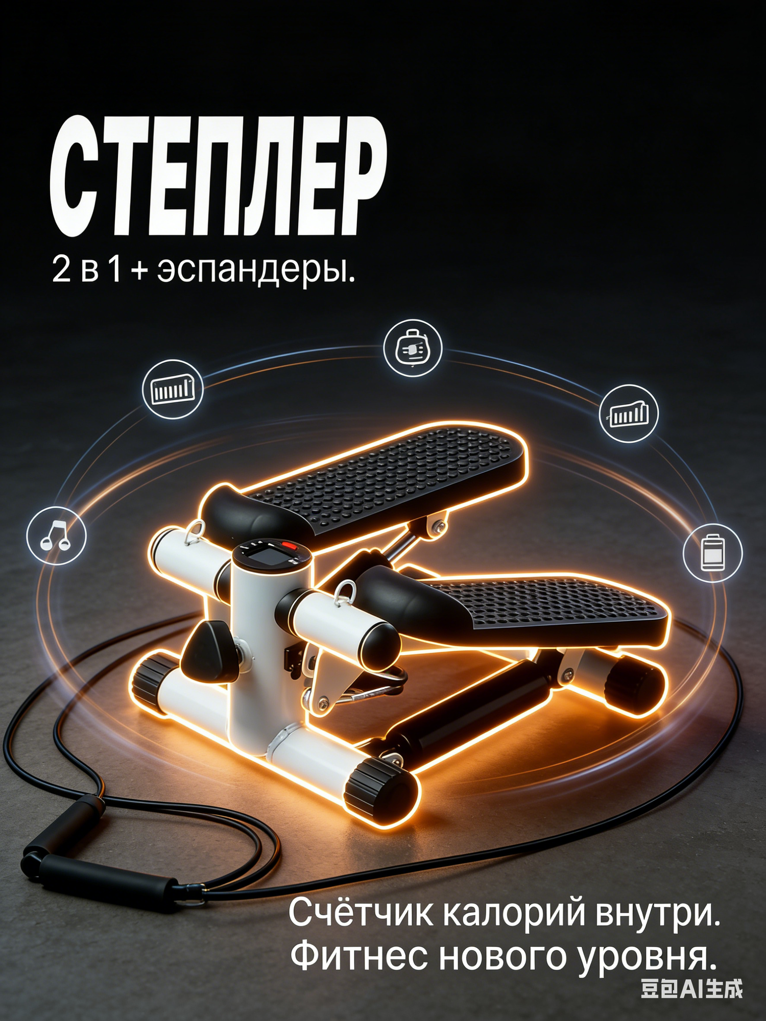 Степпер с эспандерами тренажер для дома Мини тренажер для похудения, для ходьбы, для ног и ягодиц