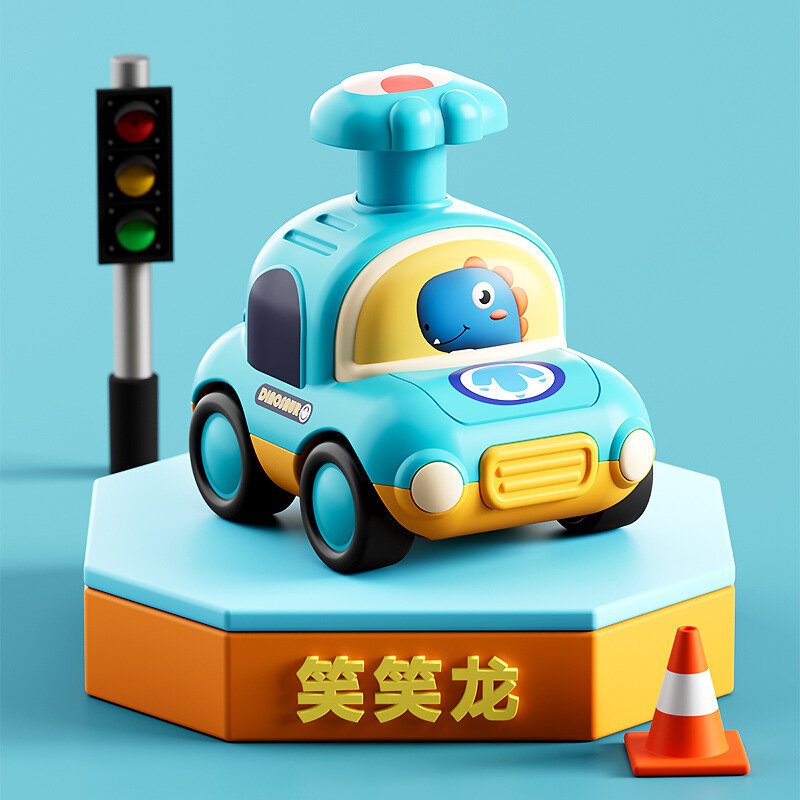 Голубая мультфильмовая динозавр игрушечная машинка с свистком для мальчиков, интерактивная развивающая игрушка