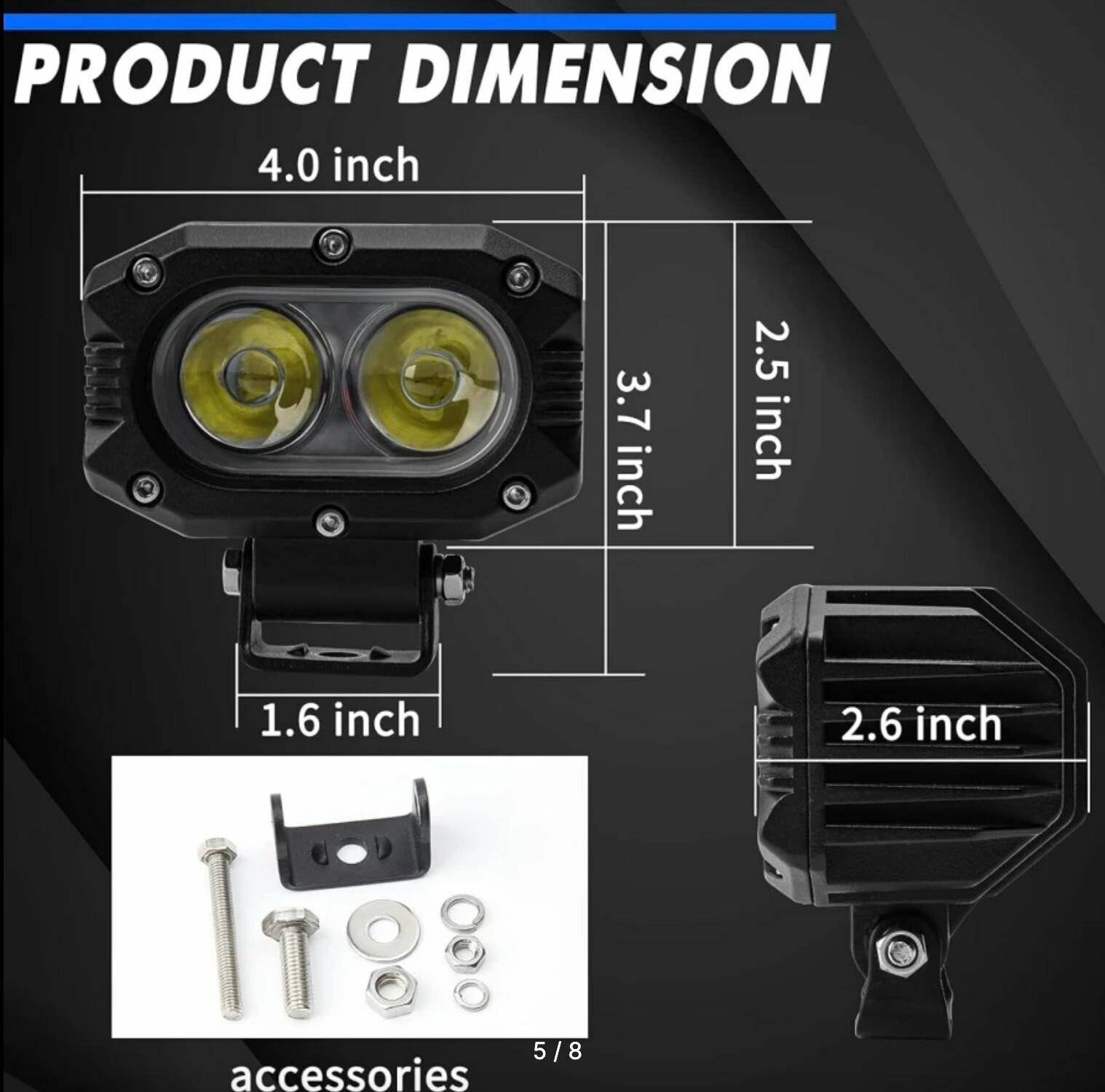 Светодиодная фара с линзой, двух режимная, белый + желтый, серия: Аврора, арт 7048-МС