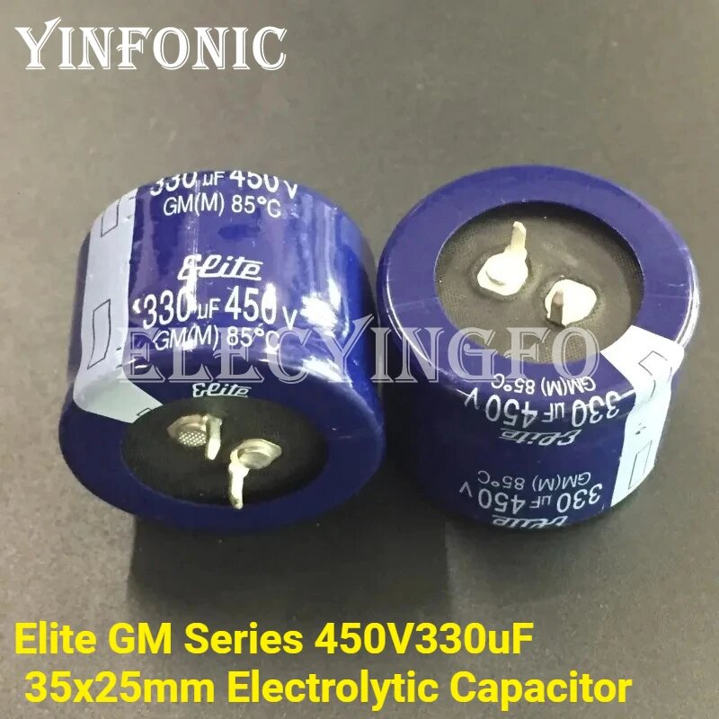 1 шт./5 шт. 330 мкФ/450 В Elite GM серии 35x25 мм 450 В 330 мкФ Snap-in блок питания алюминиевый электролитический конденсатор
