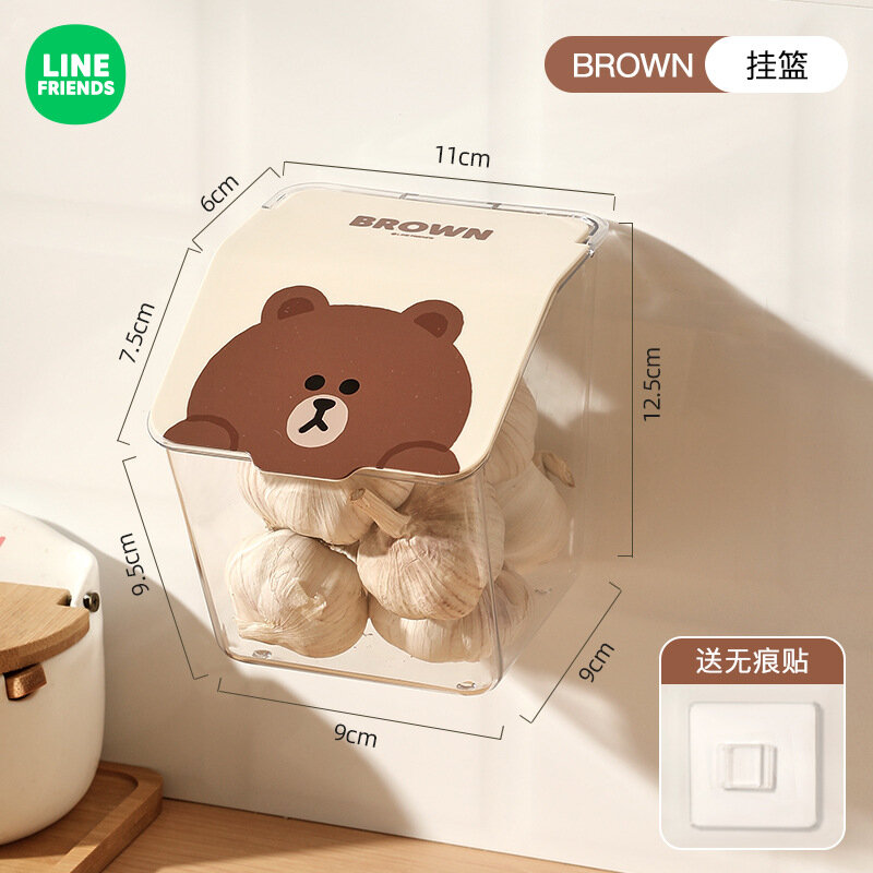 Коробка для хранения лука, имбиря и чеснока "Бурый медведь" без сверления, многофункциональная настенная полка для кухни