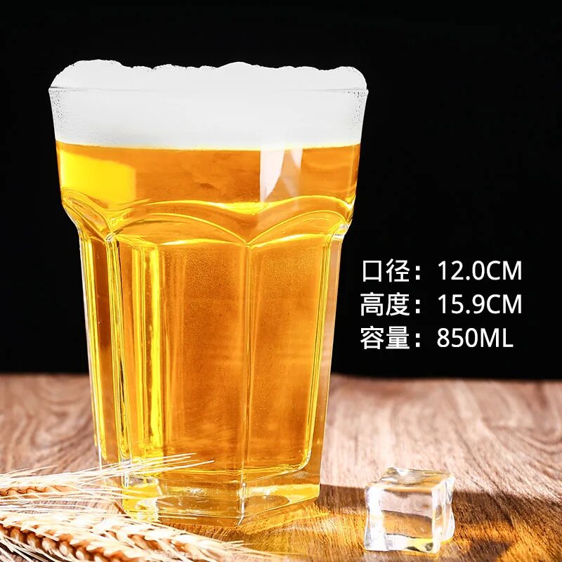 Шестигранная стеклянная кружка для пива 850ml(without logo)