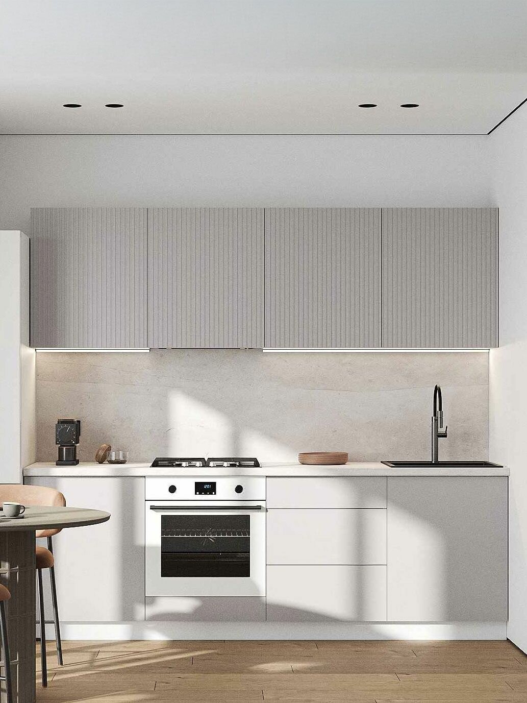 Кухонный гарнитур Комби 2.4 м, мебель для дома и кухни, Белый / Нео