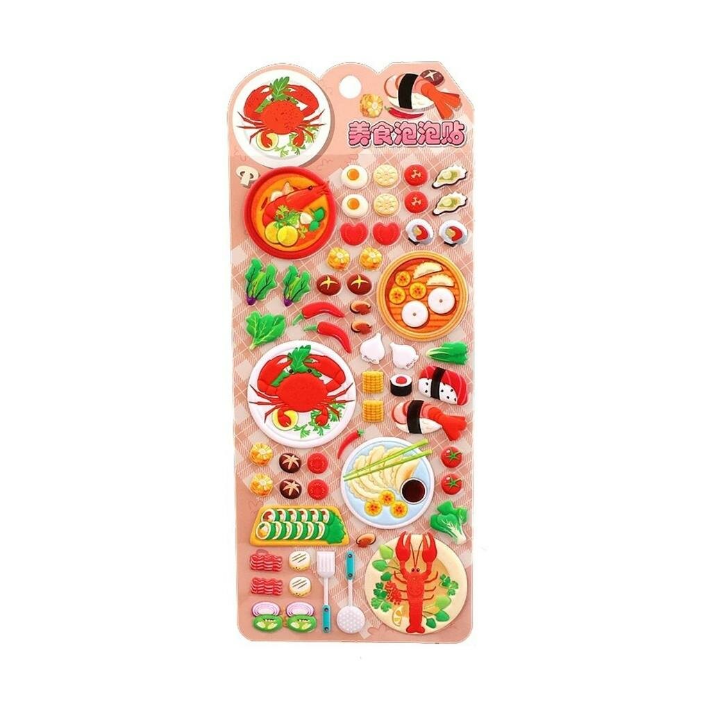 3D наклейки пицца для детей, пластик, нетоксичные, случайные дизайны