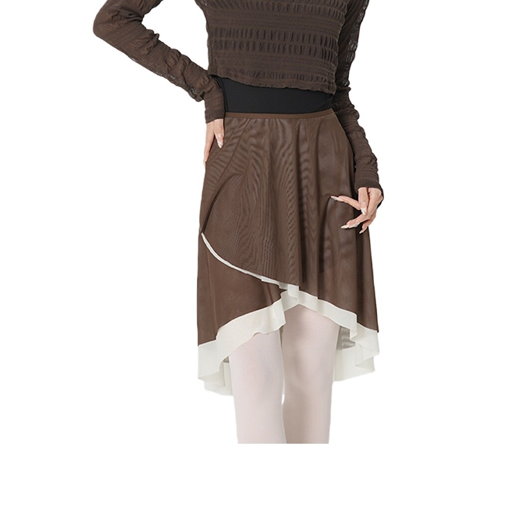 Балетная Танцевальная Юбка Двухцветного Дизайна С Регулируемой Талией Из Дышащей Нейлоновой Ткани