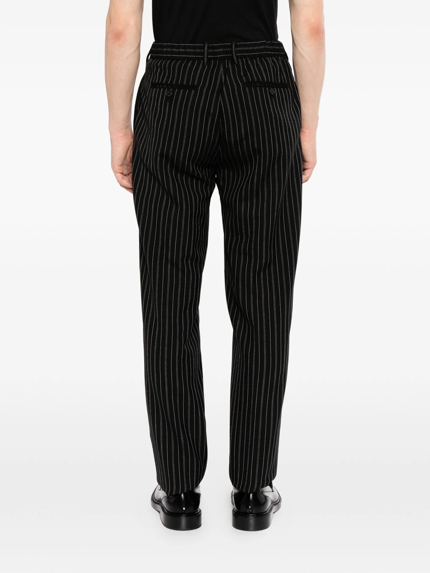 Брюки GIVENCHY Striped tailored trousers, размер 50, black/black — фото 1