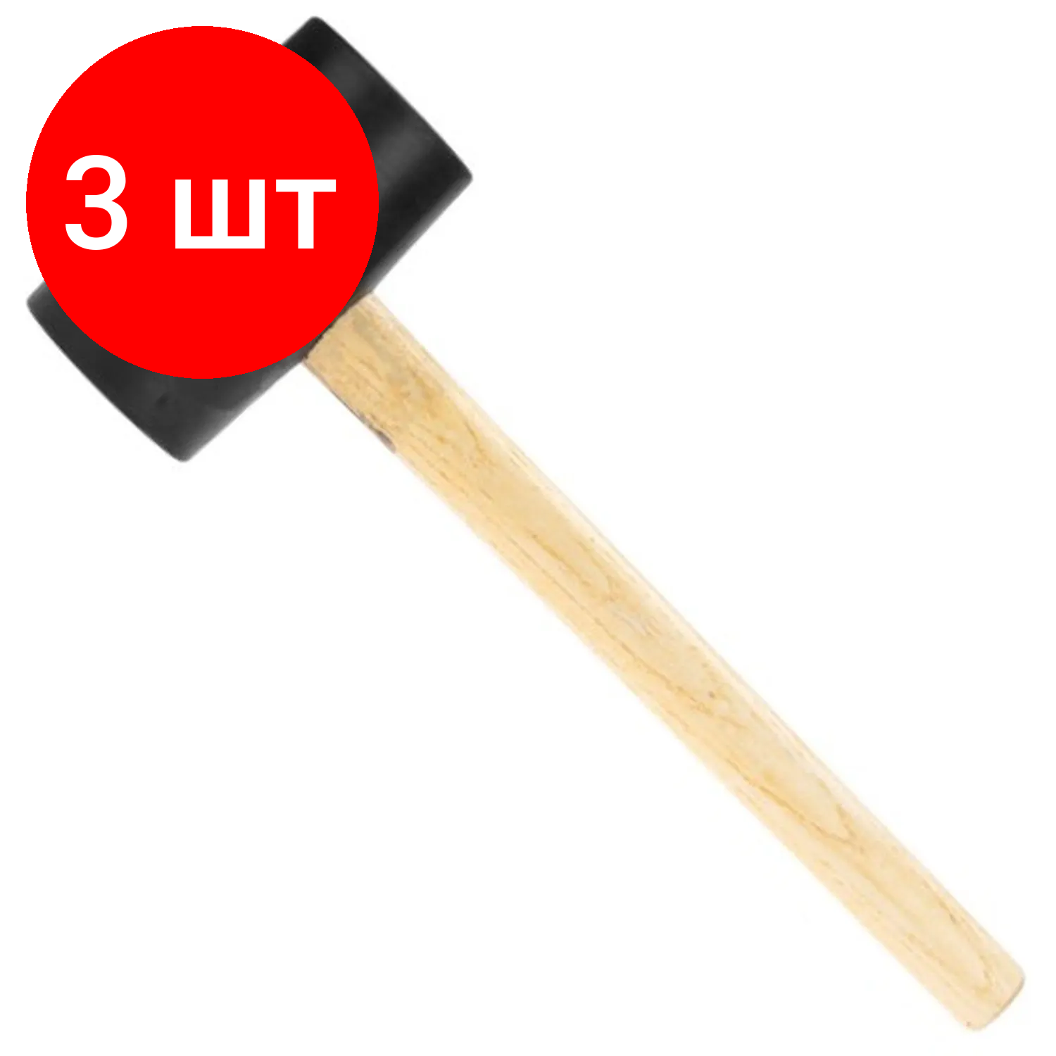 Комплект 3 штук, Киянка резиновая 910 г, черная резина, деревянная рукоятка KRANZ KR-12-8145