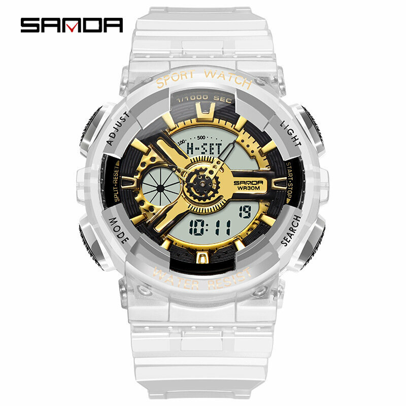 Санда Корейская модная тенденция Микро бизнес Светящийся Электронный Спортивный Тренд Студенческий Корейский Конфетный Детский Парный Часы