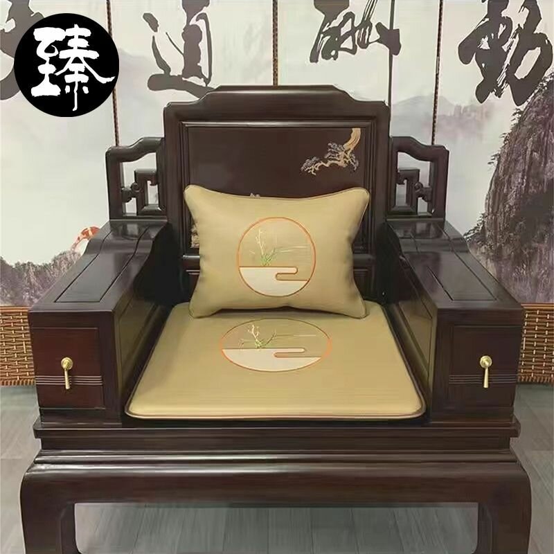 Китайский стиль красный деревянный диван с кожаной подушкой, всесезонный, нескользящий, водонепроницаемый, красный деревянный стул, диван, охлаждающая подушка, гостиная, индивидуальный заказ