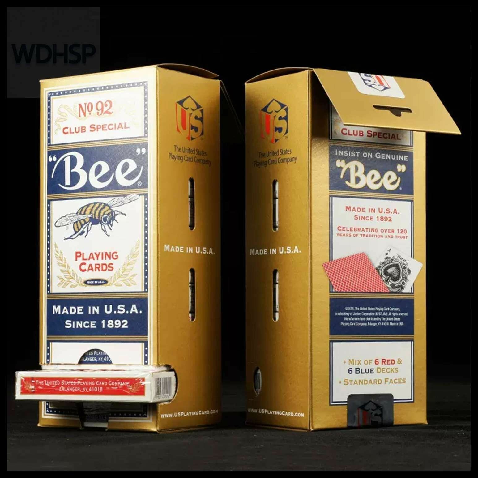 Карты игральные Bee №92 синие, 12 колода (рубашка без пчёл)