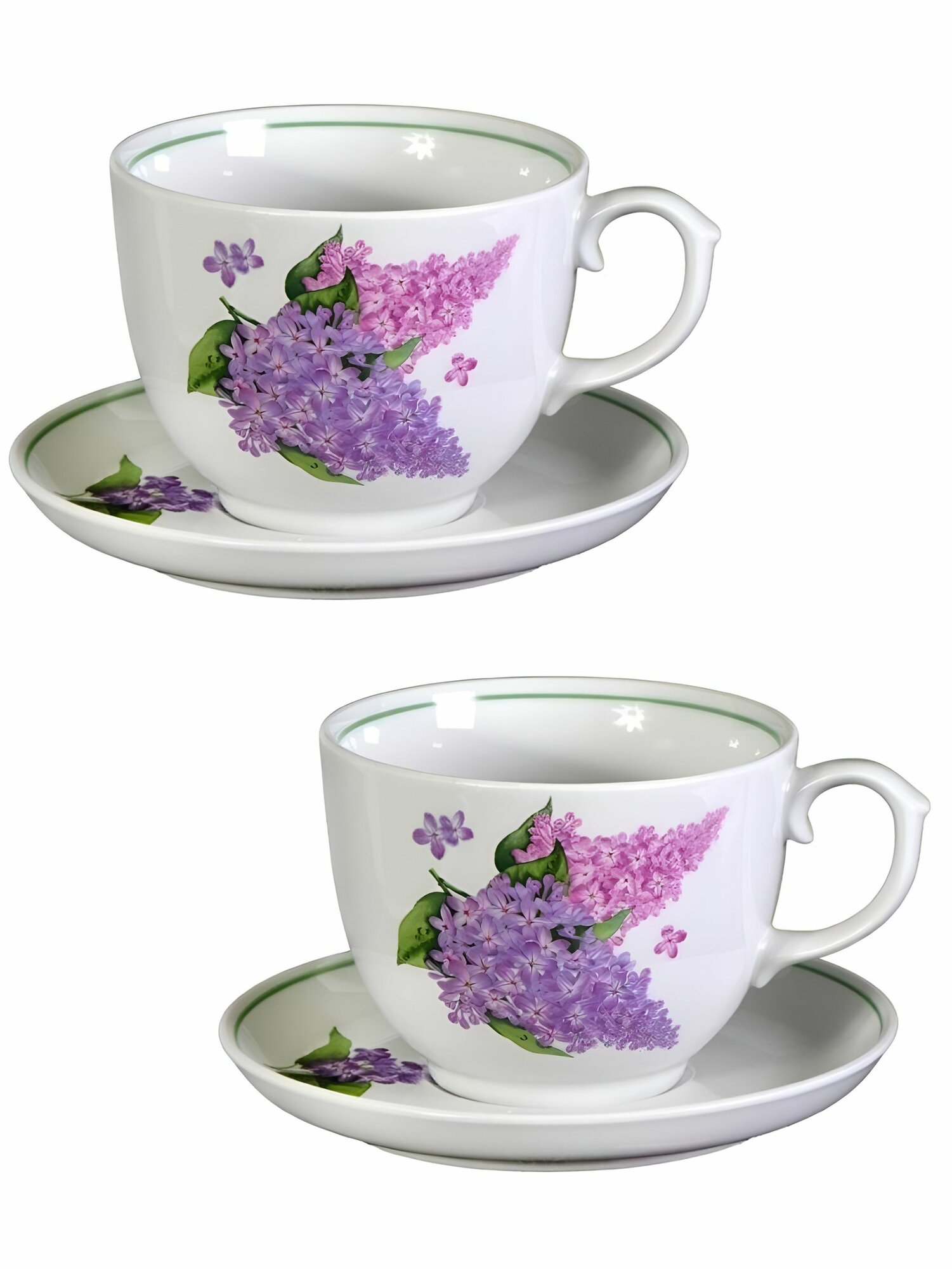 Набор фарфоровых чайных пар Добруш "Сирень" ф. Подарочная 500 мл, 2 шт.