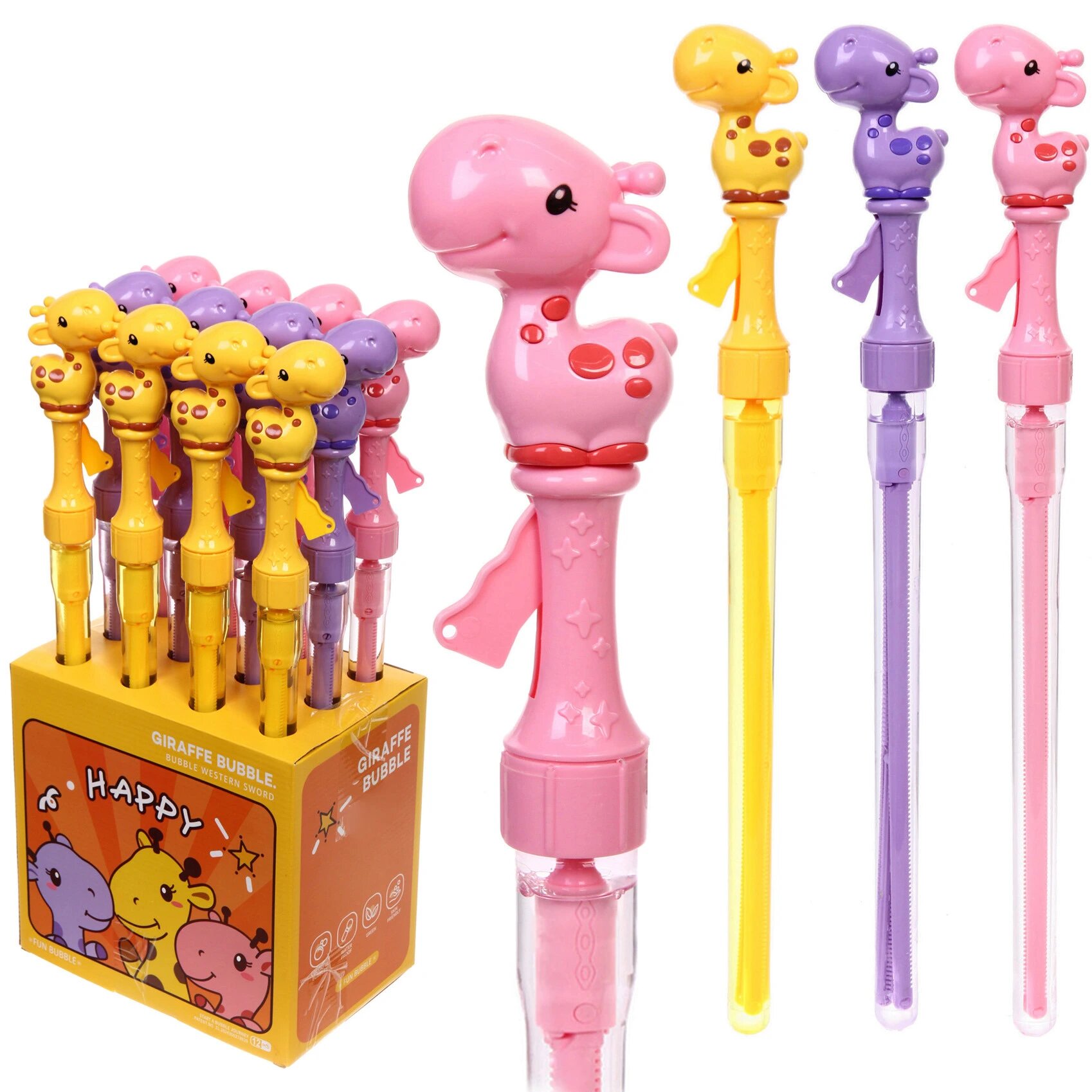 Мыльные пузыри 1шт, "Милый жирафик" 49 см, 150 мл, большие пузыри, разноцветные фигурки