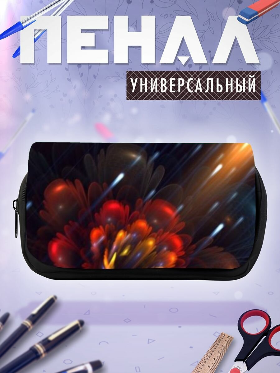 Школьный пенал фрактальное искусство красный цвет