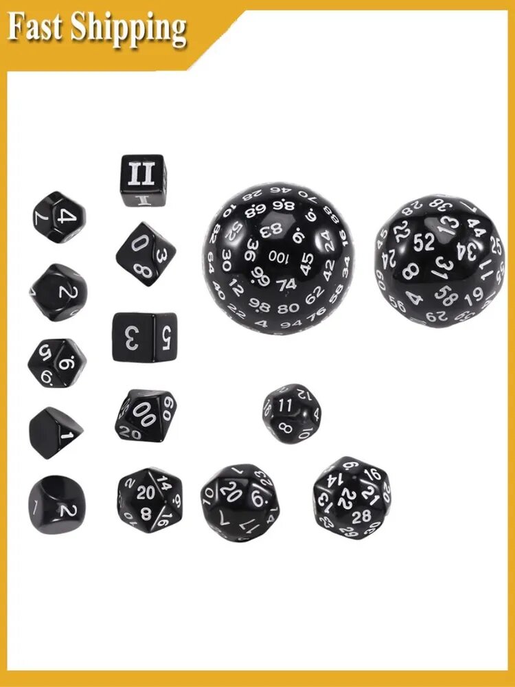 Полный набор многогранных игральных костей DND из 15 предметов D3-D100 Набор сферических ролевых игр, на 100 сторон настольных игр