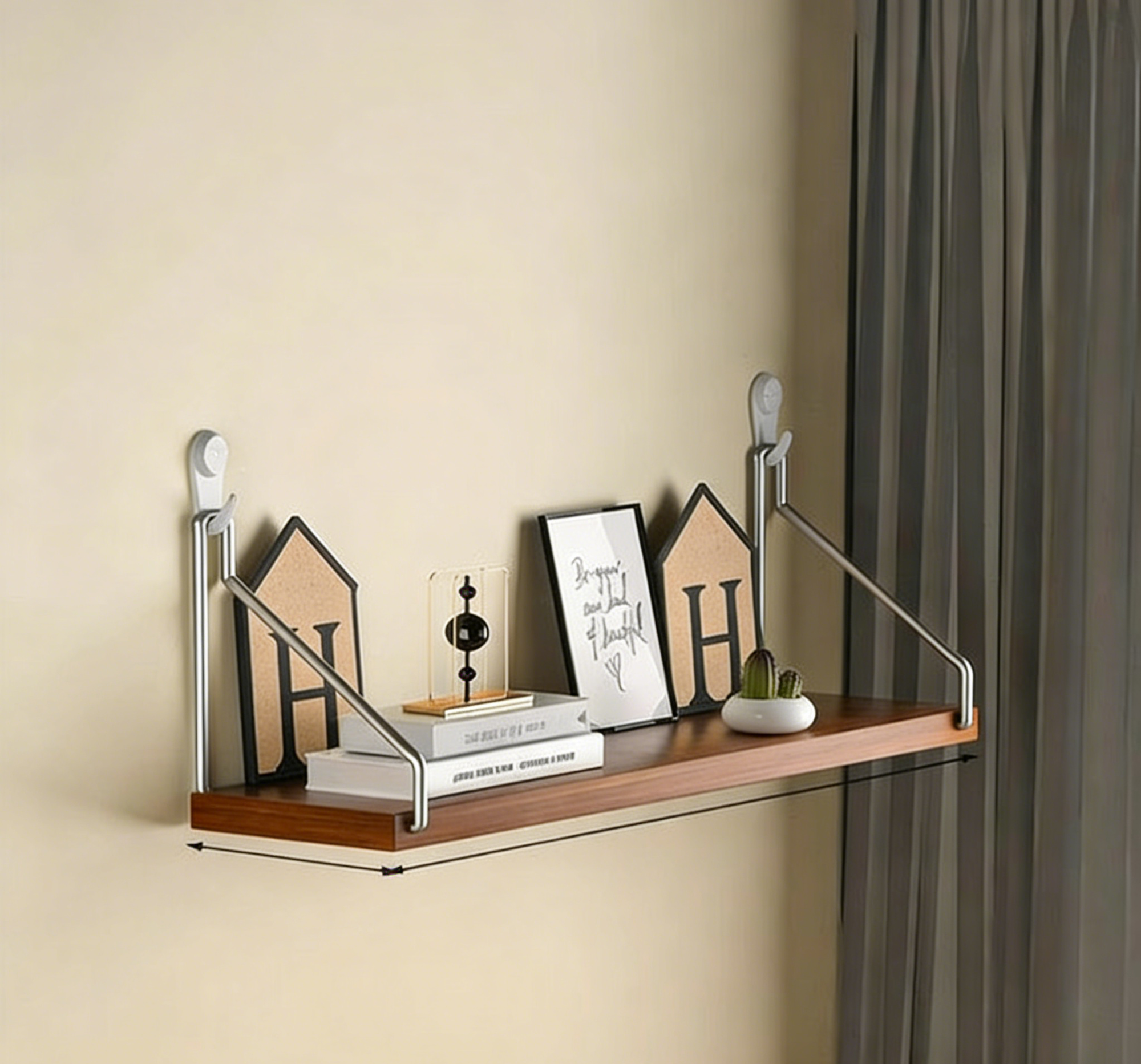 Настенная полка: стеновая опорная полка из деревянной доски, настенная перегородка-полка.40X20CM Коричневый