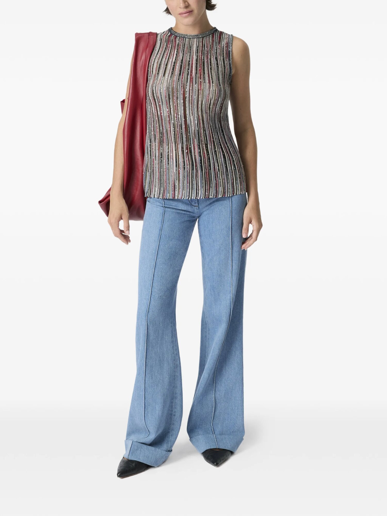Топ Missoni Striped sequin-embellished top, размер 42, серый — фото 1