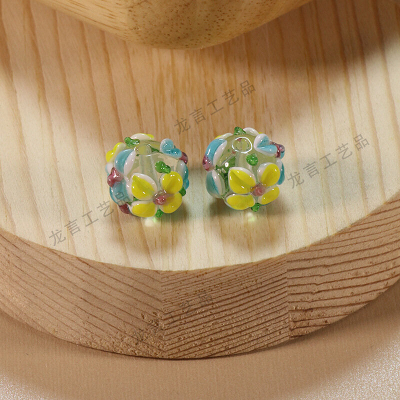 Двухцветные лепестки бусины браслет ожерелье золотой песок обмотки орнамент аксессуары стеклянные бусины разбросанные бусины оптовая продажа ювелирных изделий